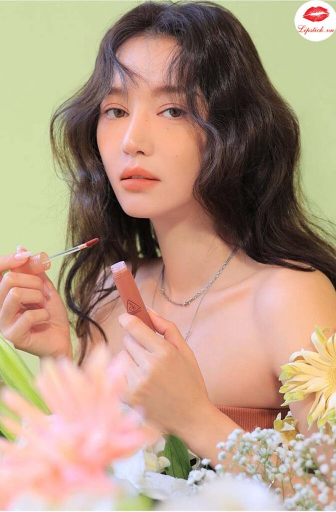 Son 3CE More Peach Blur Water Tint Màu Cam Đào Dạng Kem Lì Mịn Môi